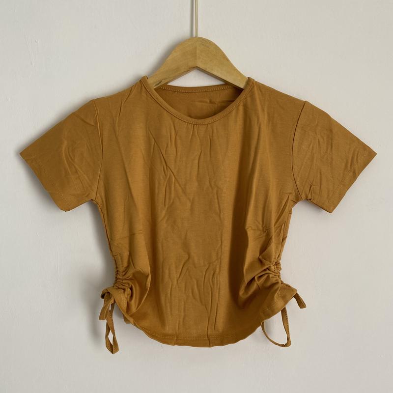 Atasan Crop Serut Kanan Kiri Polos Lengan Pendek Wanita Spandek - Shop ...