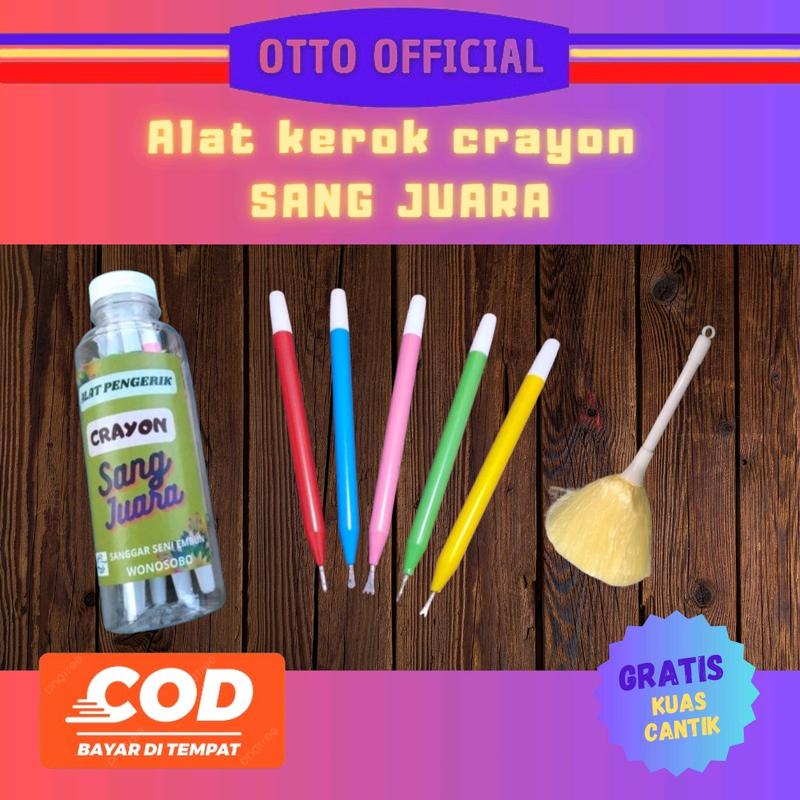 alat kerok crayon alat kerik crayon Pendidikan Set Hadiah Kuas Plastik ...