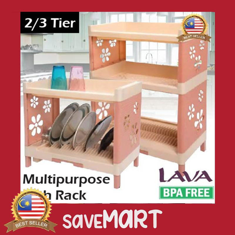 LAVA Multipurpose Dish Rack With Drainer 2/3 Tier / Rak Pinggan ...