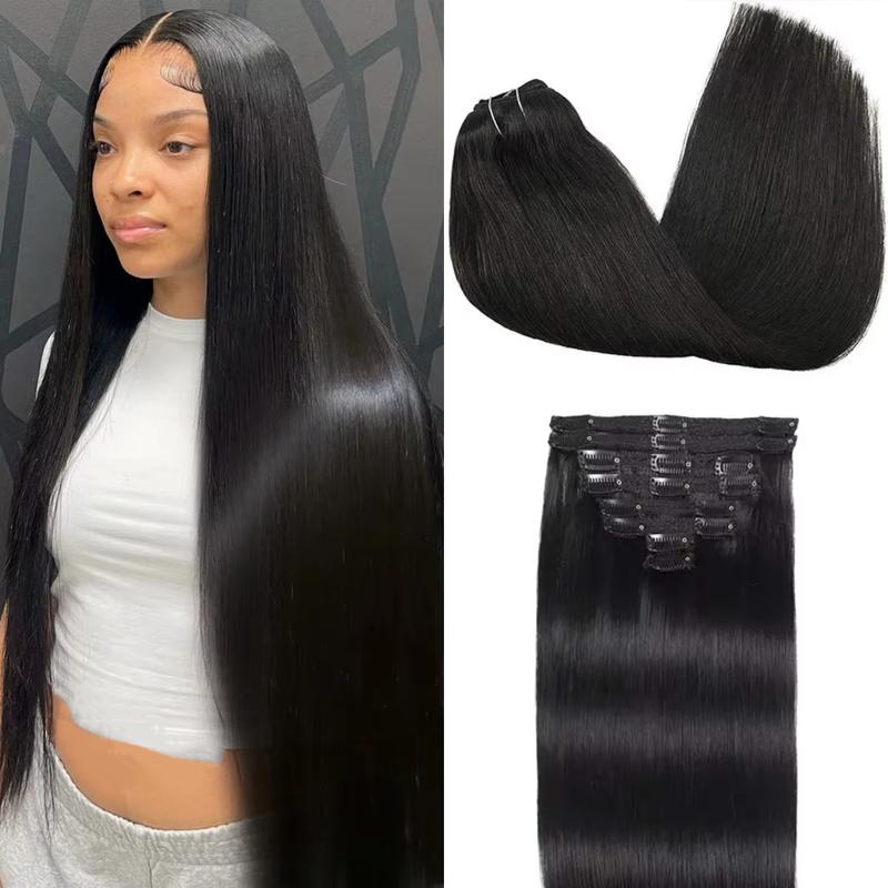 Cheetah Beauty Straight Clip in Hair Extensions For Black Women ...