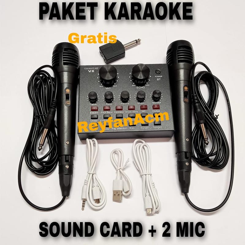 Satu Paket soundcard v8 Mixer Mini Dan Mic Murah External Soundcard ...