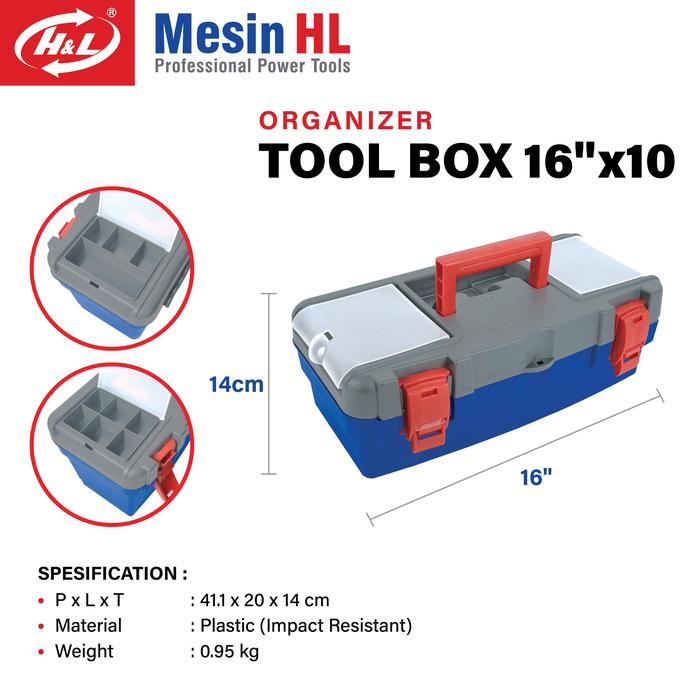 Jual HL Tool Box / Tool Box Besar Plastik 16 Inch x 10 - ABU-BIRU ...