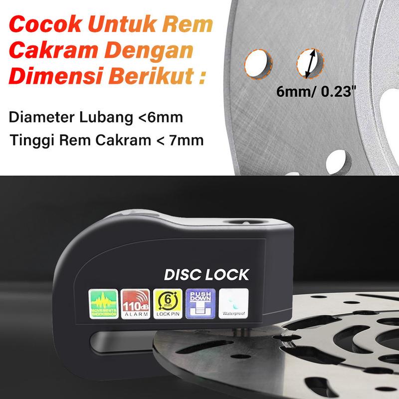 Kunci Gembok Pengaman Alarm Cakram Disc Lock Motor Gembok Cakram Alarm ...