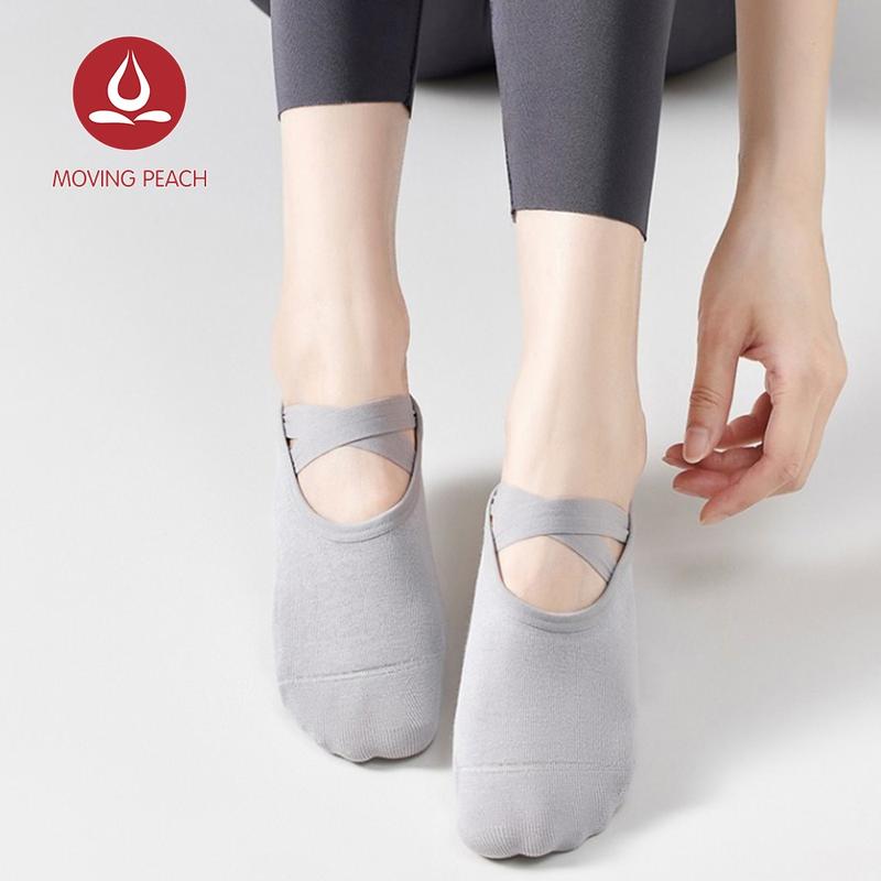 MOVING PEACH Women Pilates Socks Yoga Socks Breathable Cross - TikTok ...