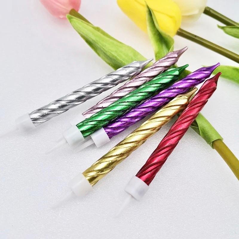 Lilin Ulang Tahun 10 pcs Spiral Pendek Warna Metalik / Happy Birthday ...