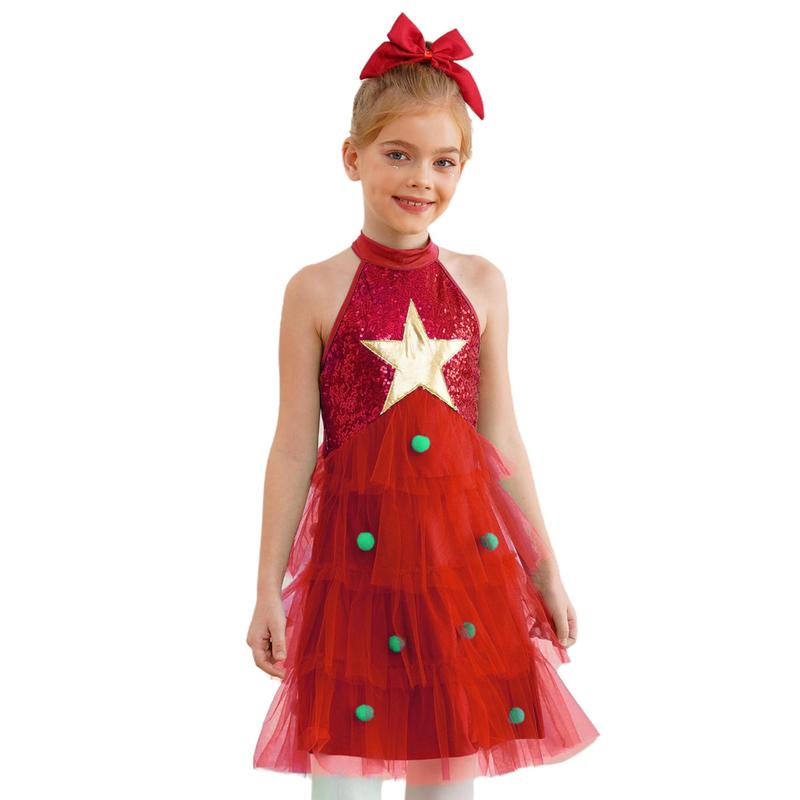 Kaerm Girls Christmas Costume Sequins Pompoms Mesh Tutu Dres - TikTok ...