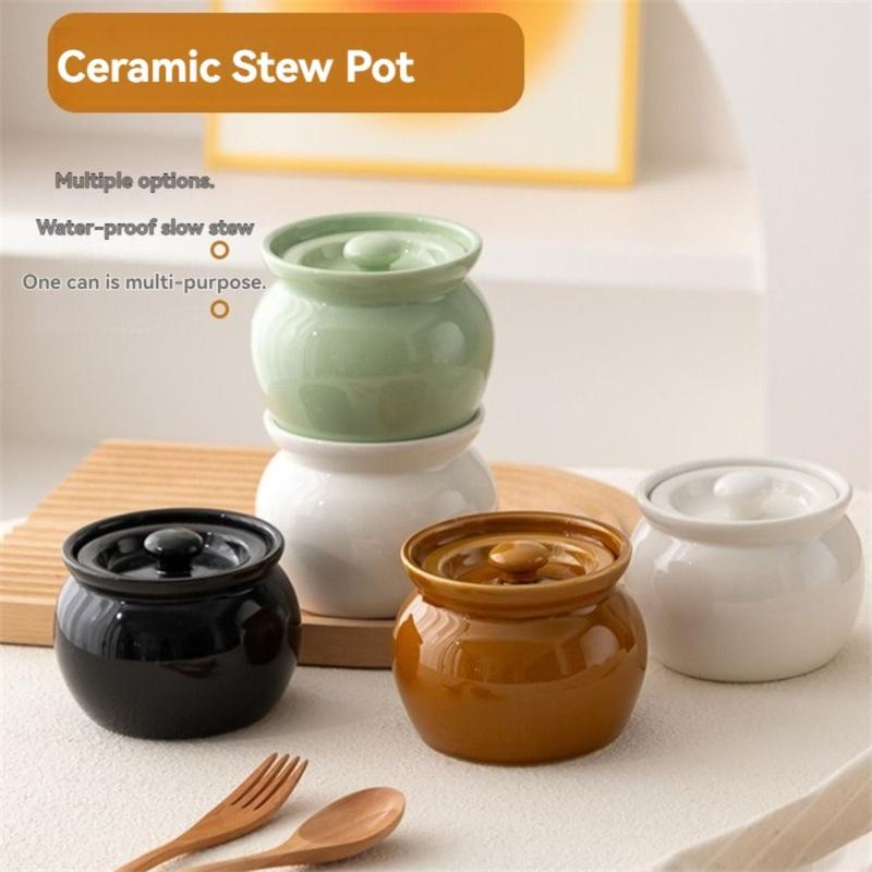 Gift 350ml/400ml Ceramic Stew Pot Large Capacity Thickened Porcelain ...