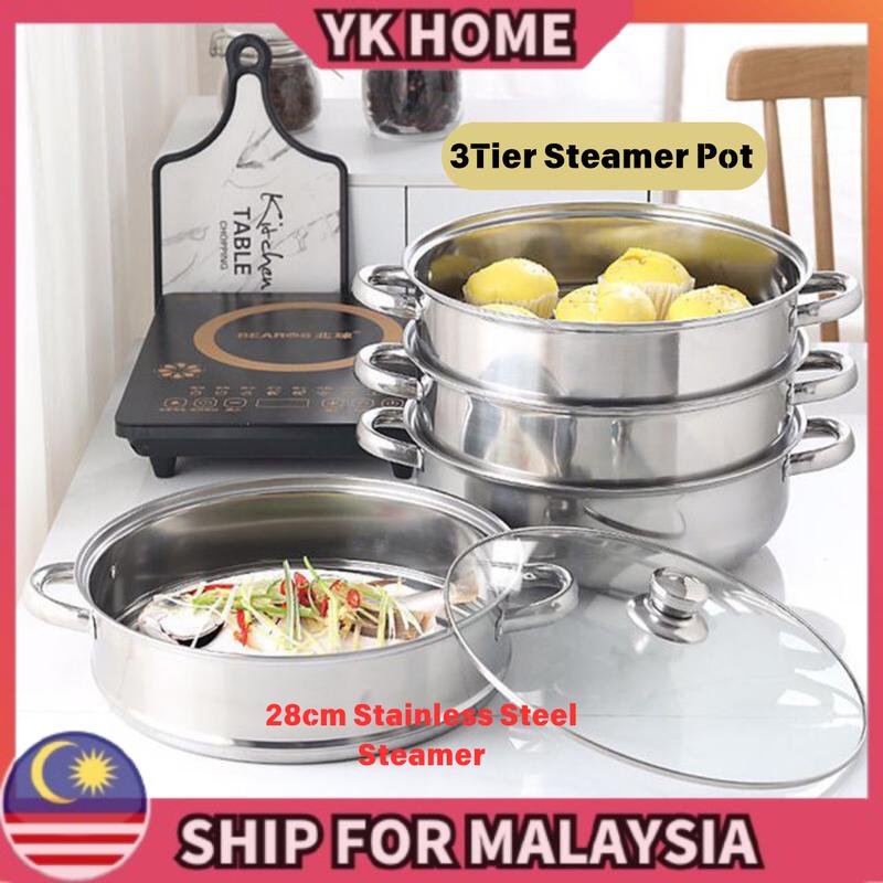 YKHomeShop 28CM 3Layer Stainless Steel Steamer Steamer Multi-Purpose ...