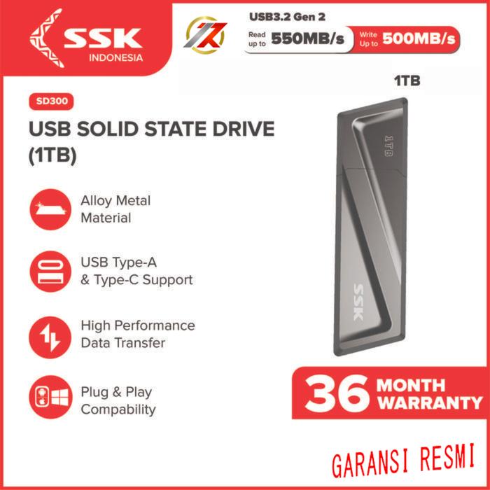 Jual SSD External Portable SSK SD300 1TB USB FLASHDISK 550MB/s - Kota ...