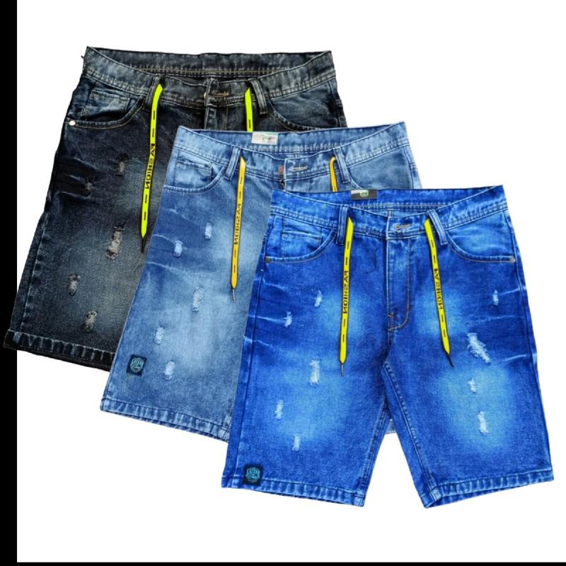 Celana Pendek Jeans Sobek Snow Wash Katun Hitam Hitam - Shop | Tokopedia