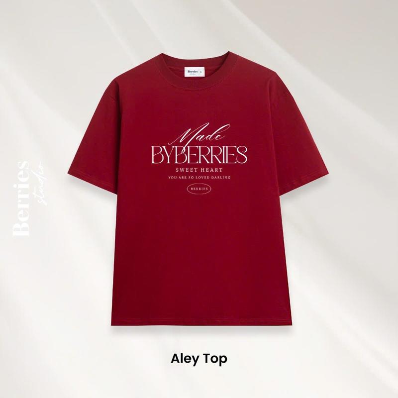 Berries | Aley Top | Áo thun chất cotton dày dặn in chữ By Berries - TikTok Shop Vietnam
