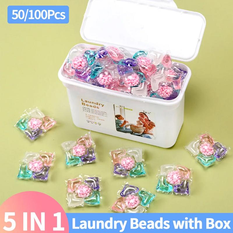 50Pcs Laundry Detergent Soap Box 5 in 1 Multi-purpose Strong Detergent ...
