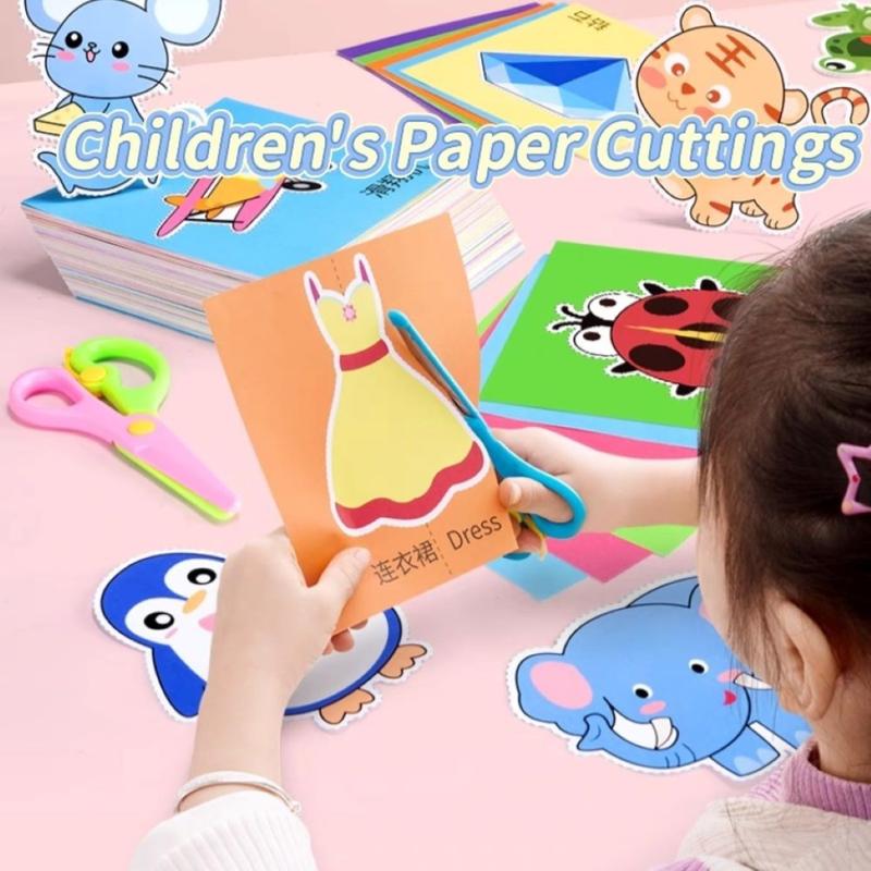 96Pcs Kids Colour Paper Cutting Set Non Repeat Coloring Drawing ...