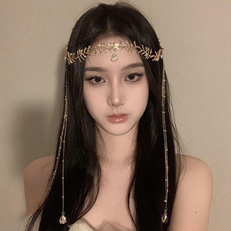 Forehead Ornament Forehead Diamond Leaves Head Chain Headdress - TikTok ...
