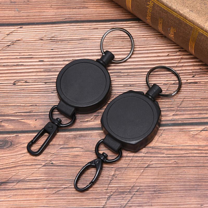 Reel Pull Keychain Retractable ID Holder Security Card Clip Key ...
