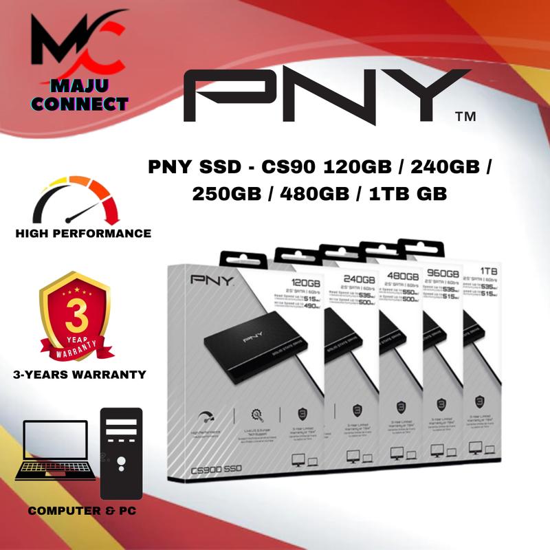 PNY SSD - CS90 120GB / 240GB / 250GB / 480GB / 1TB Office Storage - TikTok Shop Malaysia