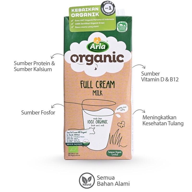 ARLA Organic Full Cream Milk 1 Liter Susu Full Cream UHT Organic ...
