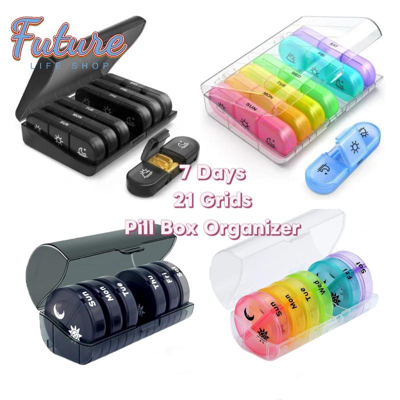 Weekly Pill Box Organizer 3 Times a Day Bekas Ubat Pil Portable ...