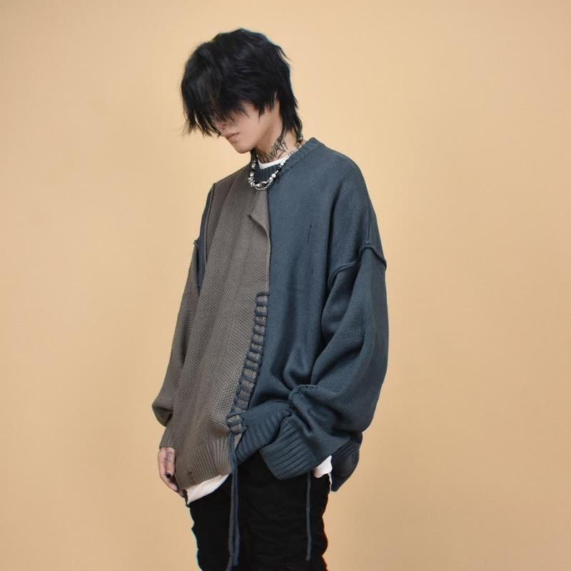 Sweater Pullover, Rekaan Blok Warna Jahitan Tidak Teratur Unik ...