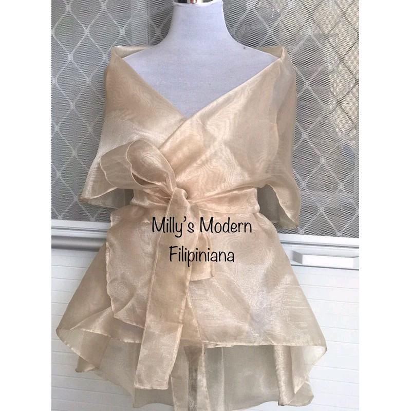 Modern Filipiniana wrap around Mocha Plain / maria clara / bolero ...