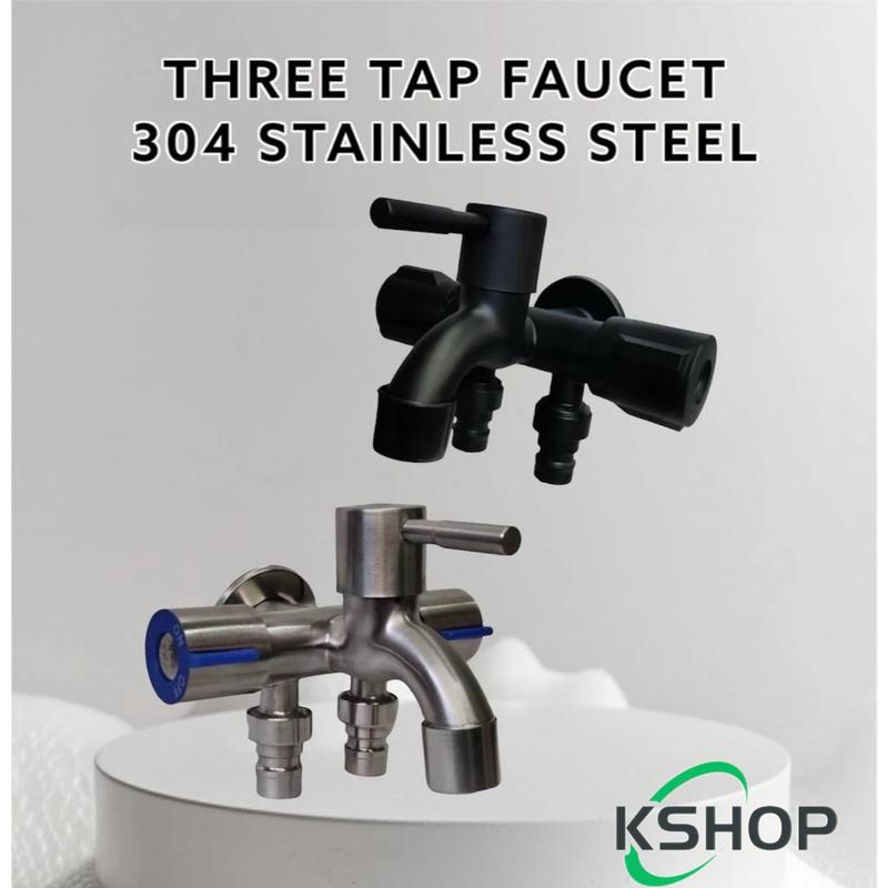 Three Tap Steel Faucet Multifunctional Stainless Three Way Tap - TikTok ...