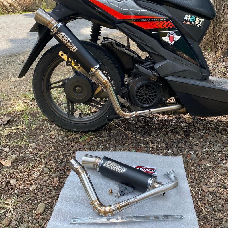 Knalpot samlong Draco leher atas black coating khusus beat scoopy ...