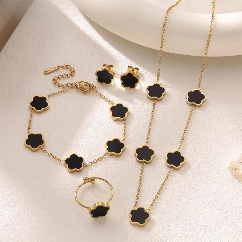 Set Tiga Keping, Gelang Semanggi Lima Daun Bertuah, Anting-anting Bunga ...