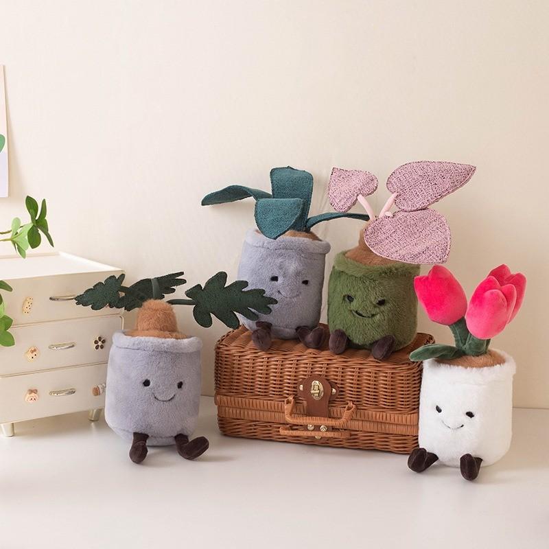 Succulent Tulip Green Plant Potted Doll Plush Stuffed Toy Creative ...