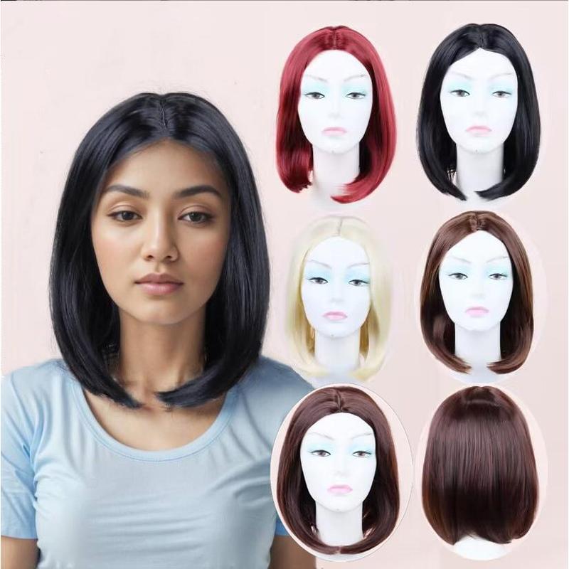 Rambut Palsu Wanita Hitam Rambut Lurus Pendek dengan Potonga - TikTok ...