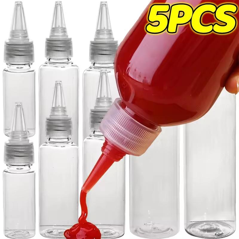 5Pcs 15/25/40/150/300ml Transparent Squeeze Bottle Sharp Mouth - TikTok ...