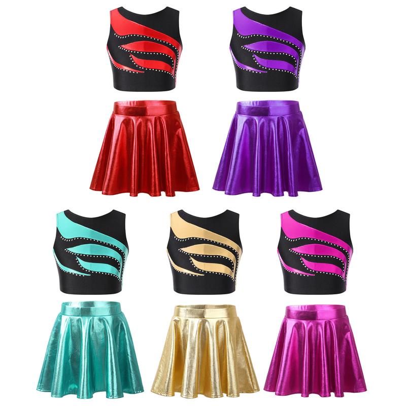 Lejafay Kids Girls Jazz Hip Hop Latin Modern Ballet Dance Outfits Shiny ...