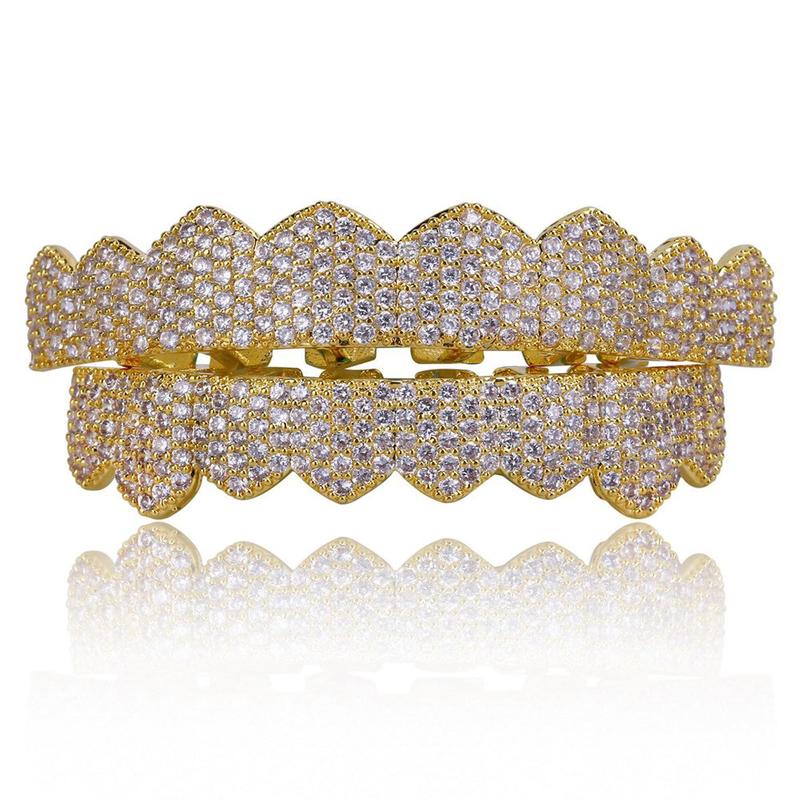 Grillz Grills For Your Teeth Plated Iced Out 8 Top Bottom Tooth Men ...