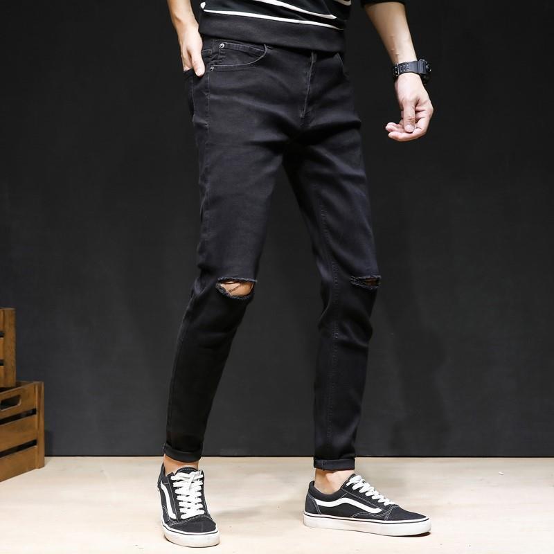 Seluar Jeans Hitam, Garisan Lubang Baru, Seluar Kurus Lelaki - TikTok ...
