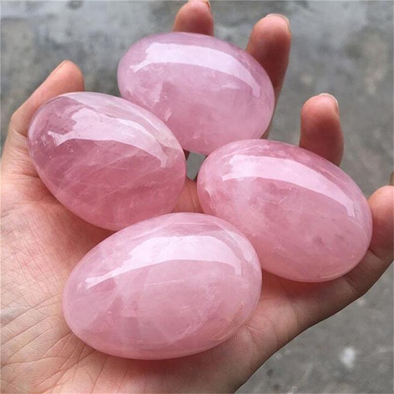 Bola Telur Kristal Kuarza Mawar Merah Jambu, Alamiah, Sfera Ajaib ...