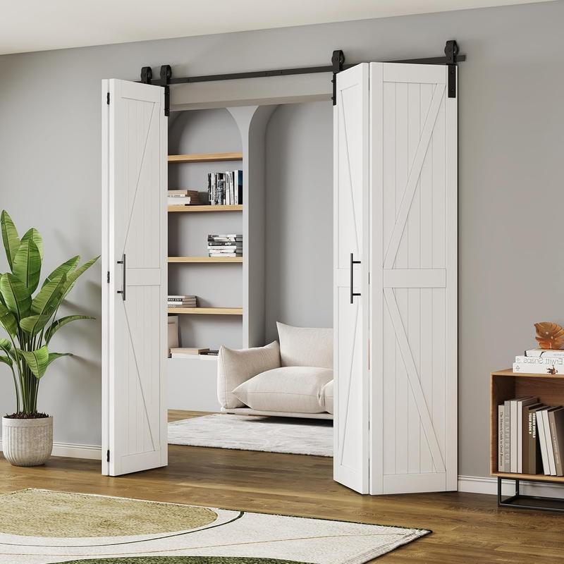 Hausvita Bifold Pine Barn Sliding Closet Doors Without Hardware ...