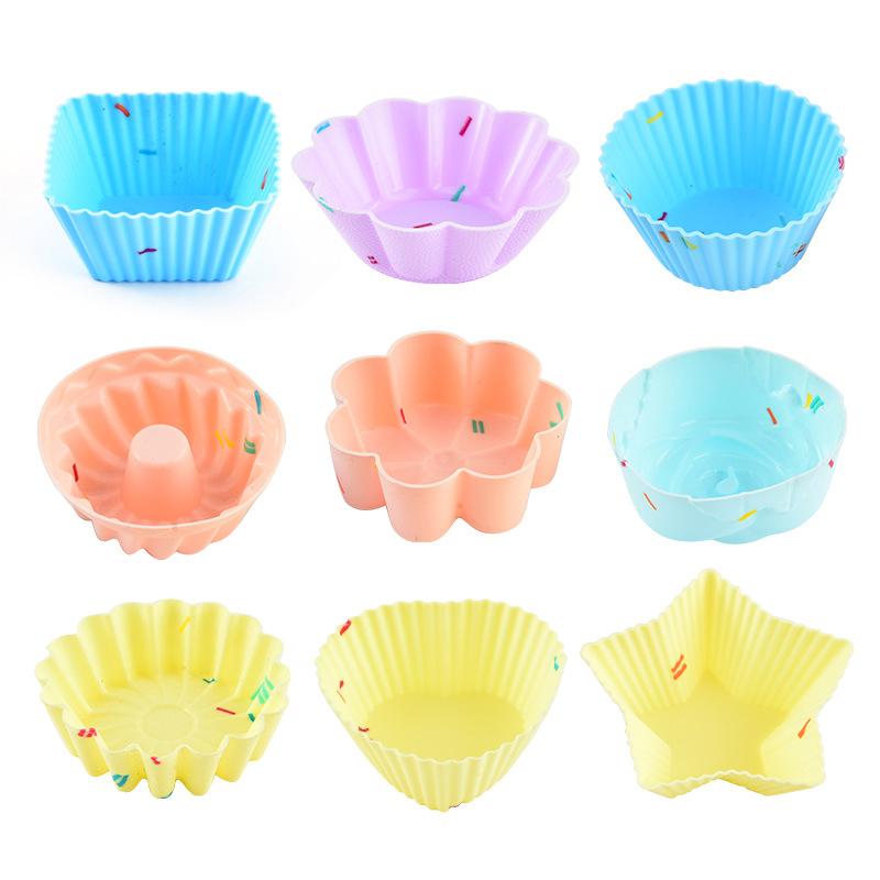 [UUU] 5/9Pcs Silicone Cake Mold Multi-shape Muffin Cupcake Baking ...