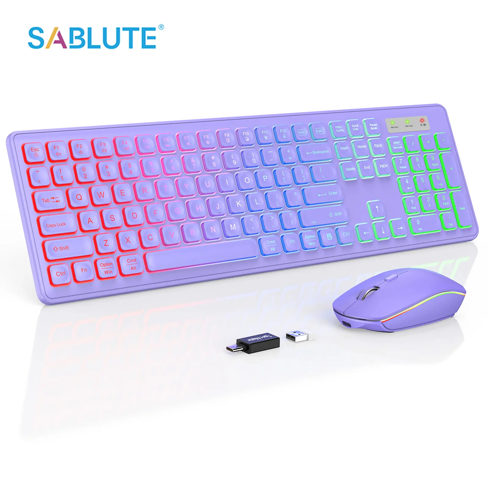 Wireless Keyboard and Mouse Combo（Not Bluetooth) - RGB Backlit ...