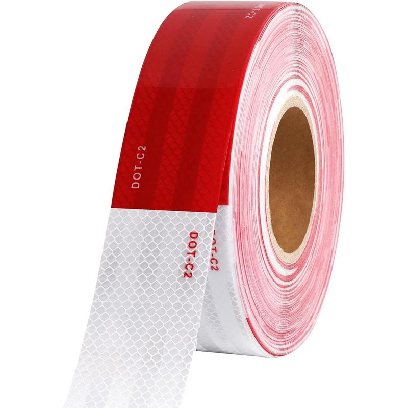 2 inch x 160Feet Reflective Safety Tape DOT-C2 Waterproof Red and White ...