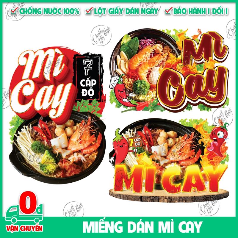 Miếng dán MÌ CAY sticker trang trí xe đẩy dán tường decal trang ...