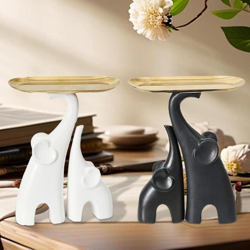 2 Pieces Elephant Statues Desk Storage Tray for Entrance Bookshelf ...