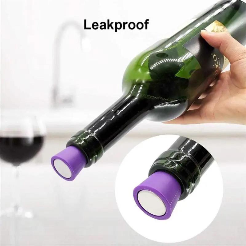 Silicone Wine And Beverage Bottle Cap Set Leak Proof Champagne Bottles ...