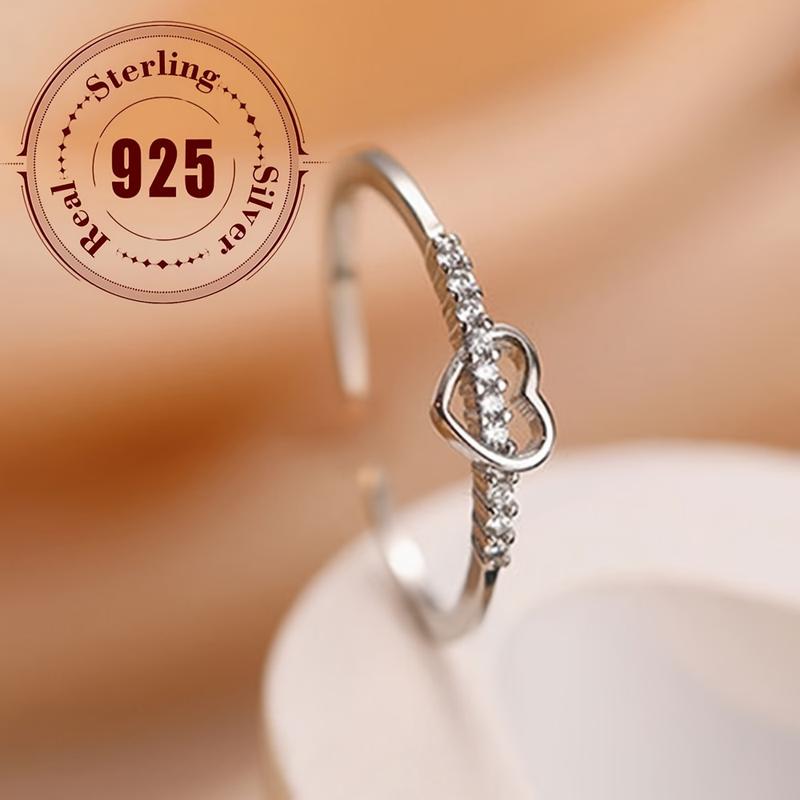 Sterling Silver Hypoallergenic Open Ring Hollow Heart Pattern - TikTok ...