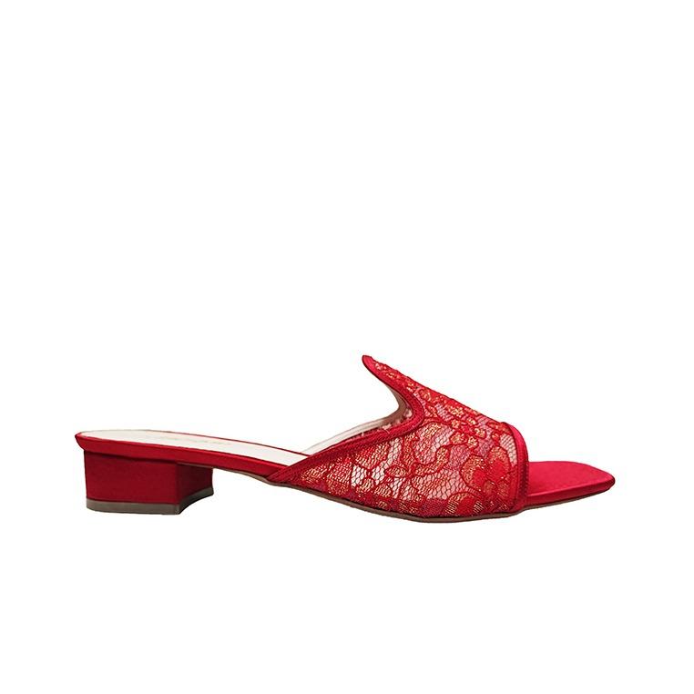 Trisha Red Low Heel Open Toe Square Toe Sandals Flat Heel (1 - TikTok ...