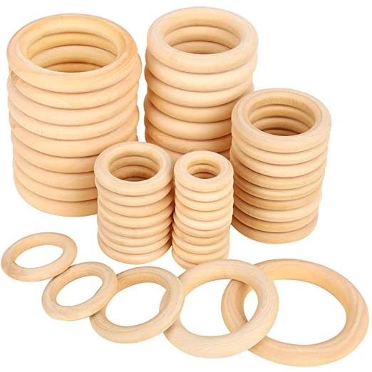 Natural Wooden Rings Unfinished Wood Rings Macrame Curtain Plant ...