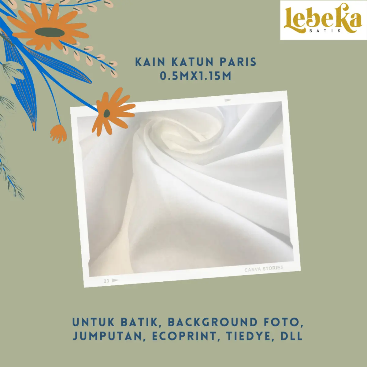 Kain Katun Paris Spesial Quality 0,5m x 1,15m Benang - Shop | Tokopedia
