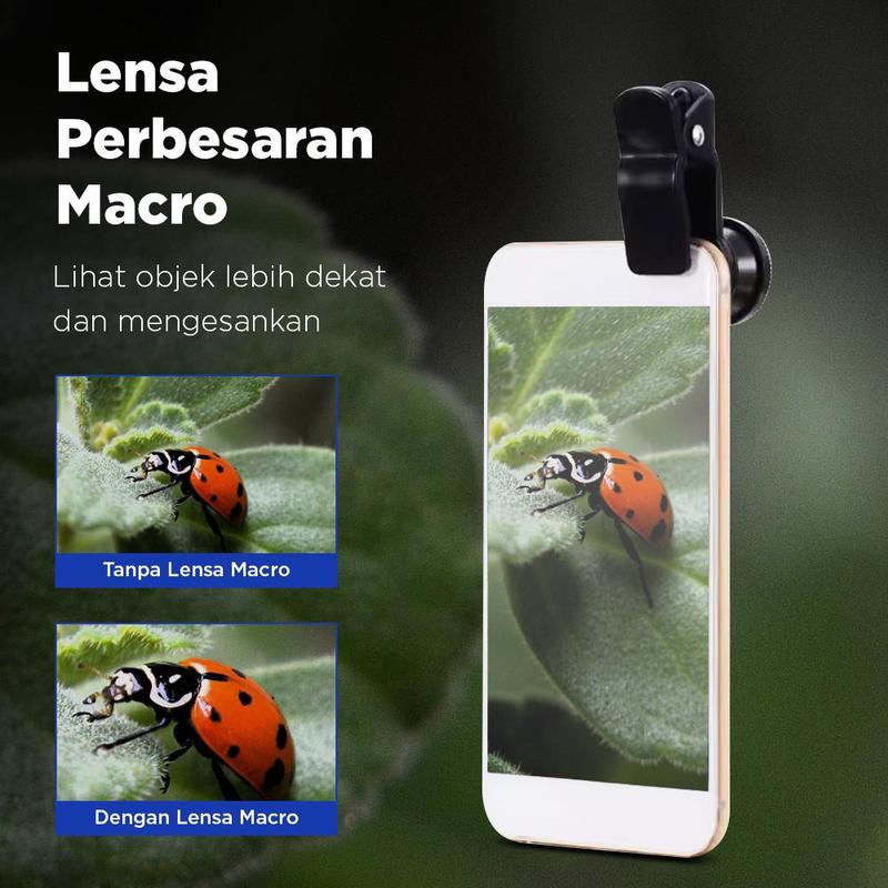 WS CUIMENG Lensa Tambahan Kamera HP 3in1 Fish Eye Macro Wide 0.67X ...