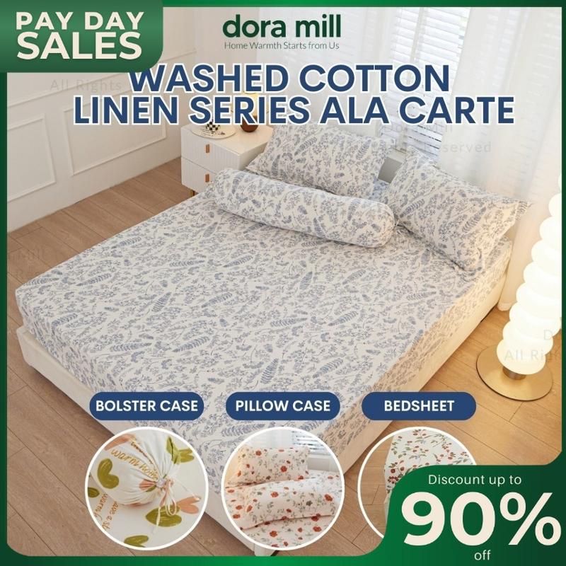 Cadar Dipasang Linen Kapas, DMWashed, Saiz Bujang / Ratu / Raja ...