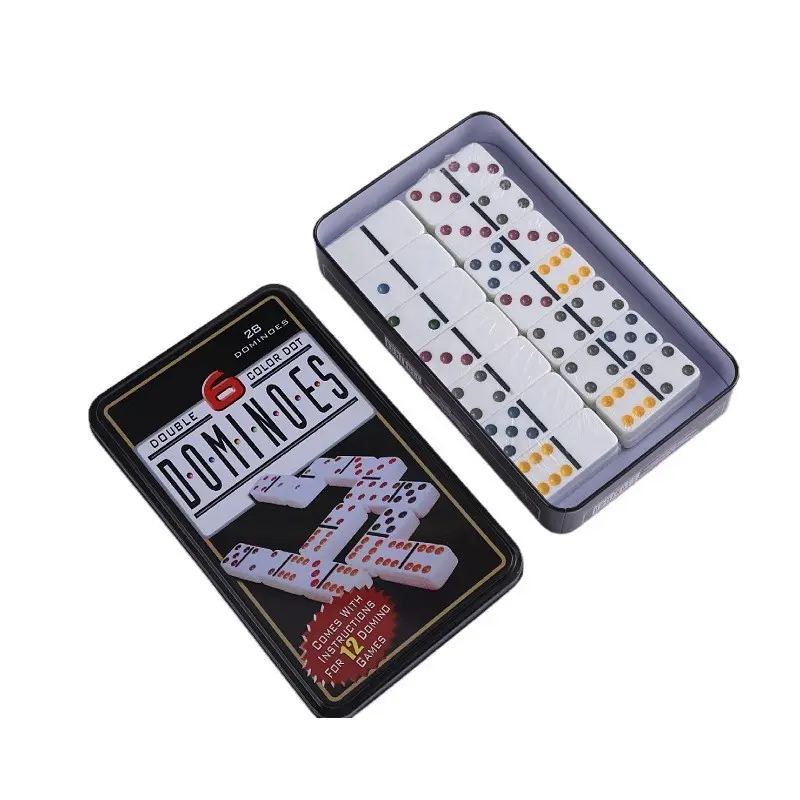 28pcs Batu Domino Batu Game Kotak Kaleng Set Game Dominoes Batu Set ...
