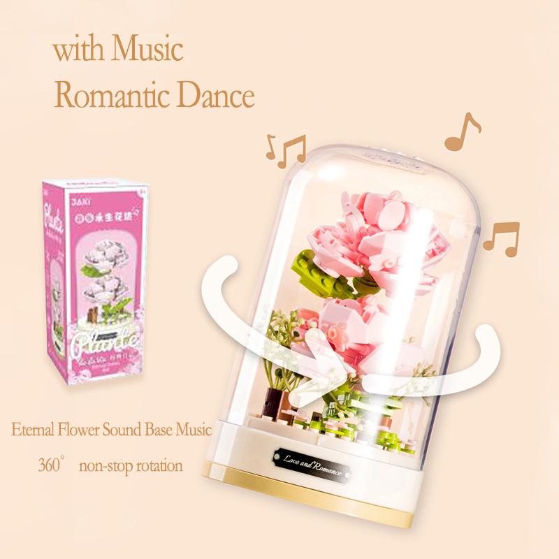 bunga Music Box Rose Flower Building Blocks Birthday Gifts Creative ...