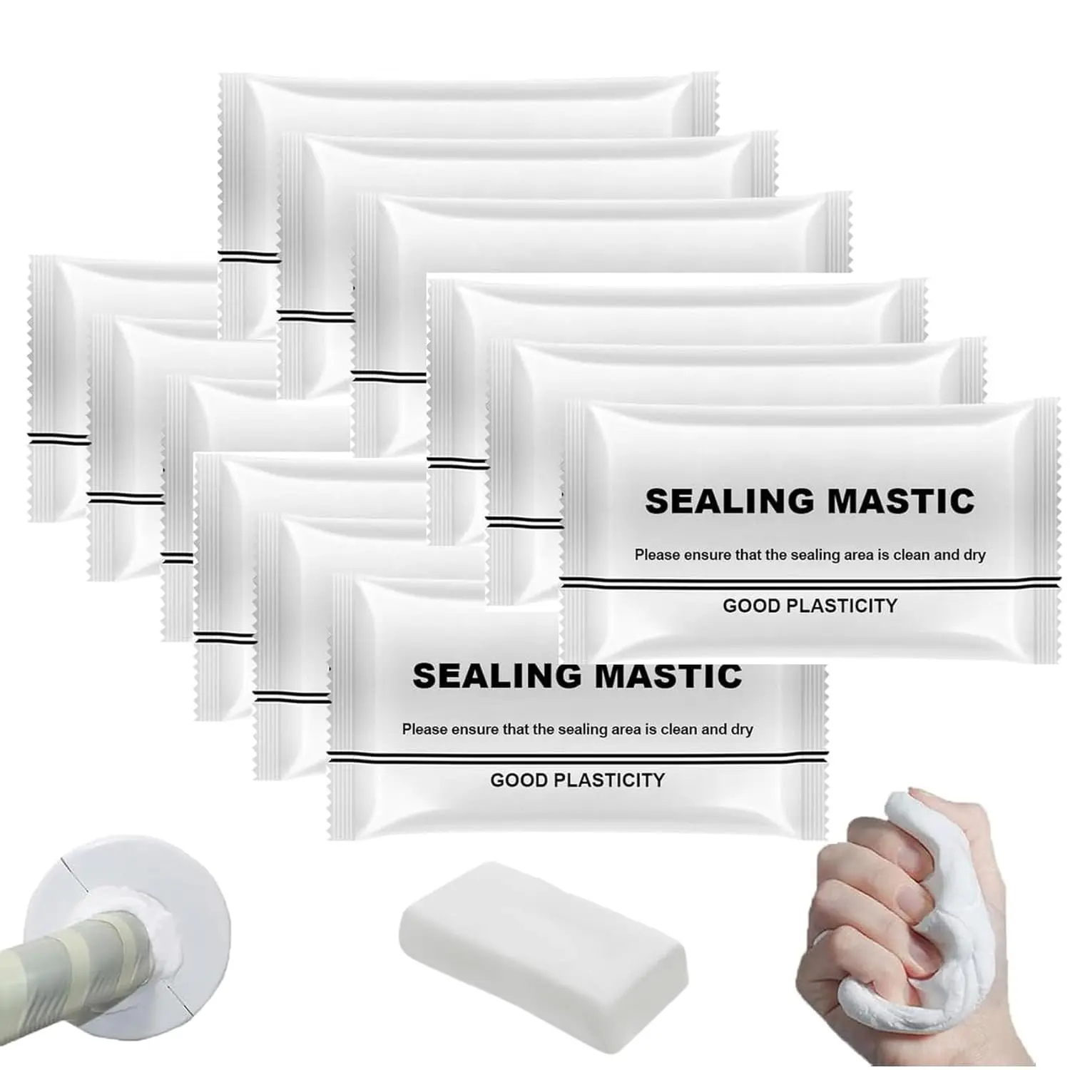 10Count Waterproof Sealant Mastic,Quick Mending Mud,Repair Wall Holes ...